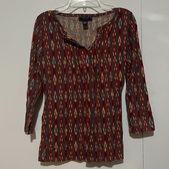 Chaps | Tops | S Chaps Blouse Red And Blue Striped | Poshmark